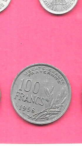 FRANCE FRENCH KM919.1 1958 VF-VERY FINE CIRCULATED OLD VINTAGE 100 ...