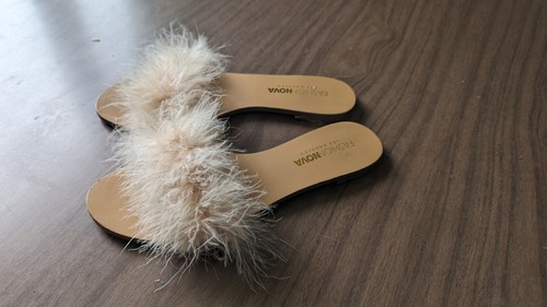 Worn Once Pink Marabou Slippers Flats Slides Size 6 FASHION NOVA | eBay