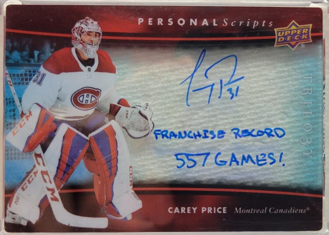 Carey Price Autographed Memorabilia | Signed Photo, Jersey ...