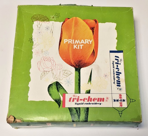 Lot 6 tri-chem Liquid Embroidery Paints Patterns Directions Orig Box ...