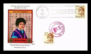 US COVER SEQUOYAH GREAT AMERICANS FDC DUAL HAND CANCEL COLLINS HAND ...