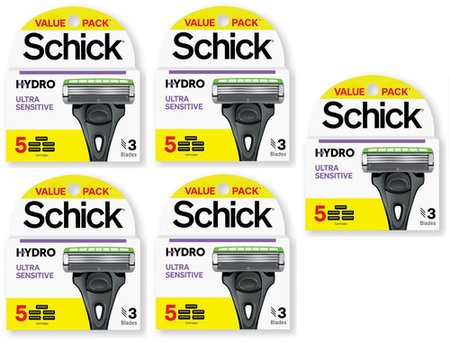Schick Hydro Ultra Sensitive 3 Bladed Razor Refills, 25 Cartridges | eBay