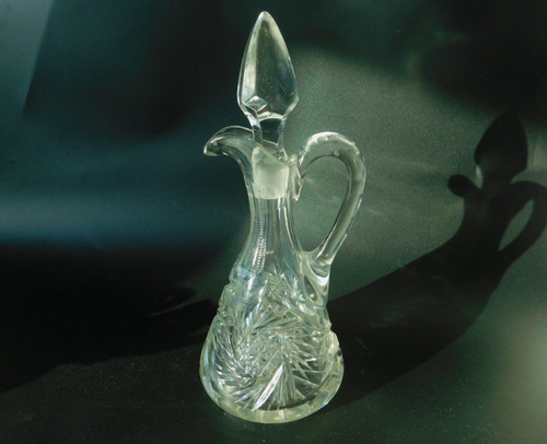 Vintage American Cut Glass Cruet Hobstar Pinwheel Pattern w/ Ground ...