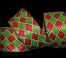 10 Yards Christmas Red Green Glitter Diamond Harlequin Jester Wired ...