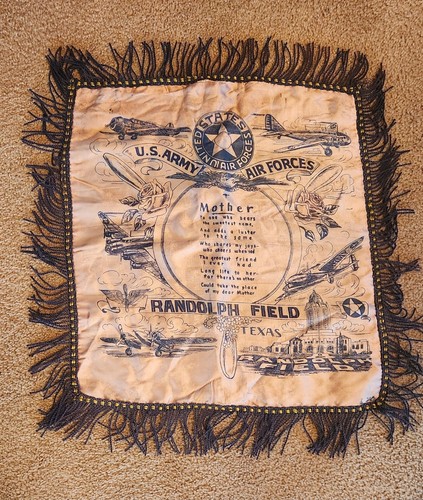WWII U.S. Army Air Force Mother Silk/Satin Pillow Case Sham RANDOLPH ...