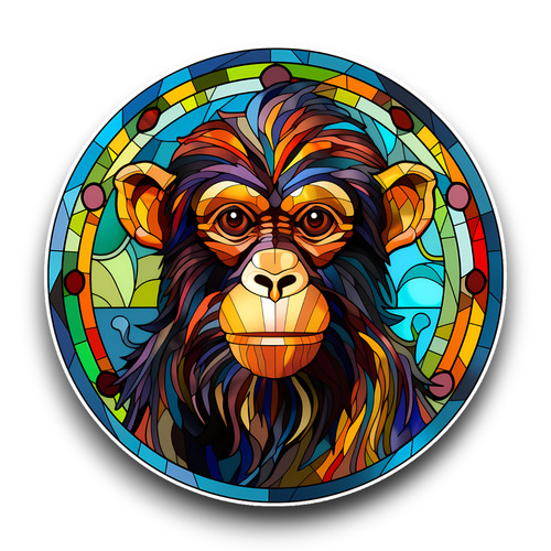 Cute Monkey Animal Stained Glass Window Opaque Vinyl Sticker Decal ...