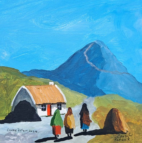 Original 8x8 inch Acrylic Irish Painting Croach Patrick Pilgims by ...