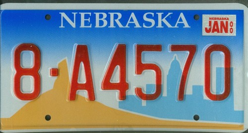 NEBRASKA passenger 2000 license plate "8-A4570" ***HALL*** | eBay