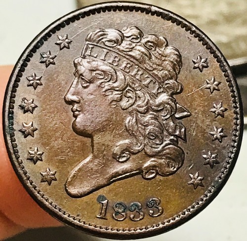 1833 Classic Head Half Cent 1/2C Ungraded Choice US Copper Coin CC26223 ...