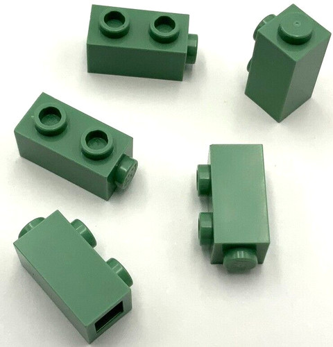 Lego 5 New Sand Green Bricks Modified 1 x 1 x 1 2/3 with Studs on Side ...