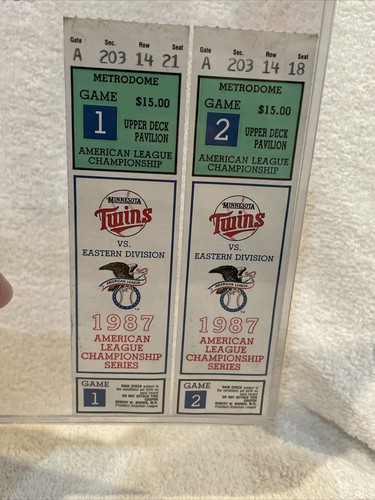 VINTAGE Minnesota Twins vs. Detroit Tigers 1987 ALCS Game 1-2 Ticket ...
