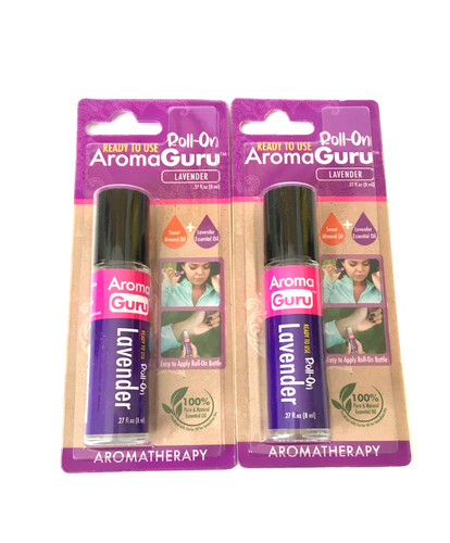 Lot Of 2 Aroma Guru AromaGuru Lavender Essential Oil Roll On .27 fl oz ...
