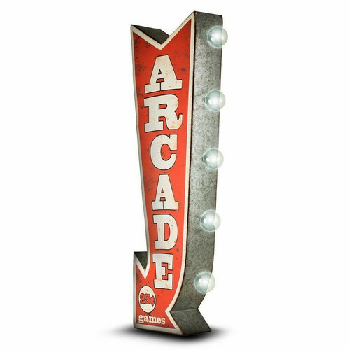 ARCADE Arrow Double Sided Sign W/ LED Lights Game Room Bar Man Cave ...