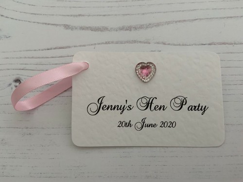 Pack of 10 Tags - Hen Party Tags - Light Pink Heart & Matching Ribbon ...