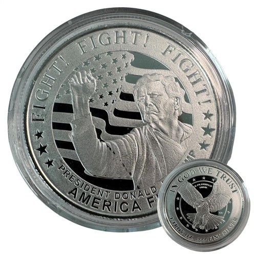1 Oz Donald Trump Fight .999 Fine Mint Silver Round Coin Rare Sealed ...