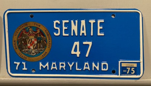1975 MARYLAND license plate # 47 State Senate Senator | eBay