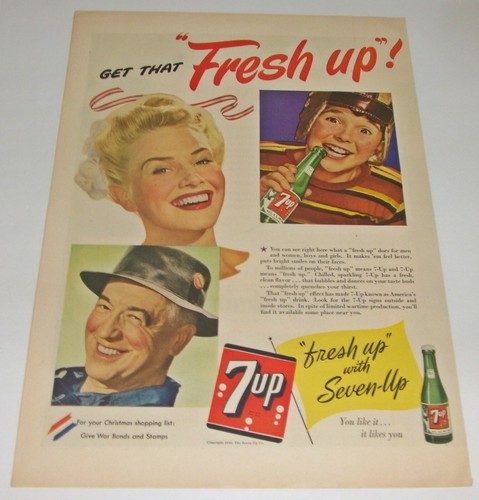 1943 7UP Soda Seven Up Get That Fresh Up Original Large Print Magazine ...