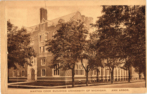 Martha Cook Building U. of Michigan Ann Arbor Unused Albertype Postcard ...