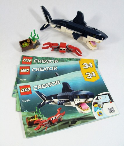 LEGO CREATOR #31088 DEEP SEA CREATURES SHARK 3 IN 1 100% COMPLETE ...