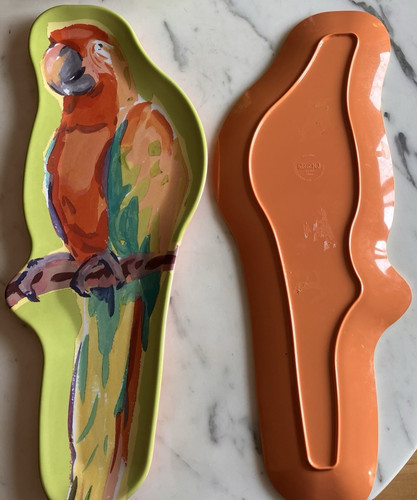Set of 2 Vintage Parrot Shaped Colorful Appetizer Tropical Tray 18”x7 ...