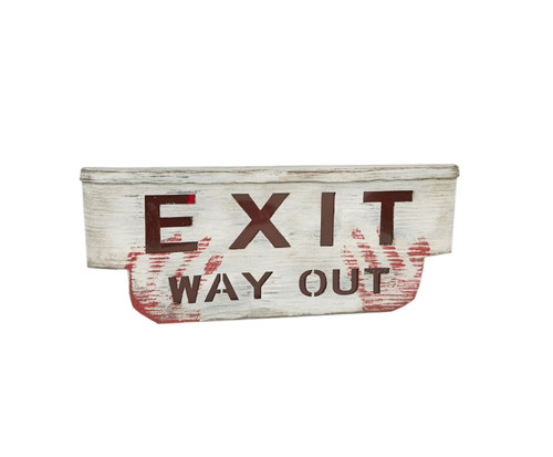 Halloween EXIT WAY OUT SIGN With Light 48cm X 18cm Decoration ...