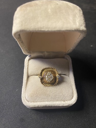 14K YELLOW GOLD & DIAMOND VINTAGE RING HALLMARK W 585 4.36 GRAMS UNIQUE ...