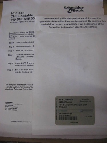 Schneider Modicon TSX 140 SHS 140SHS94500 Loadable Disk | eBay