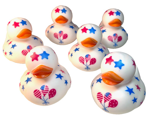6 PATRIOTIC 4TH OF JULY CELEBRATION CRUISING DUCKS 2" RUBBER DUCKIES ...