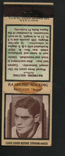 1936 Diamond Football Matchcover #19 Ray Nolting-Chicago Bears Near ...