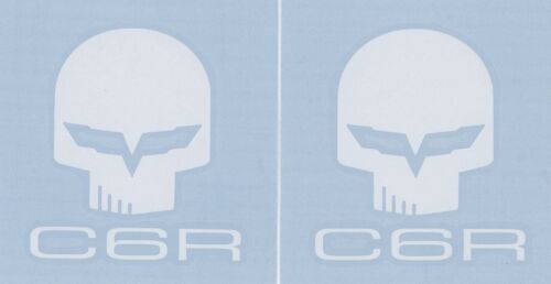2x C6R CORVETTE Jake Skull 4" White Decals Stickers Racing Car Show ...