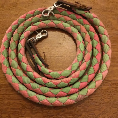 Colorful Poly Braided Roping Reins W/ Leather Laces 5/8 x 8 | eBay