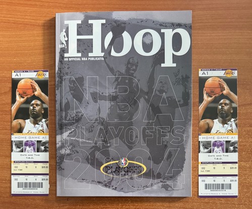 2004 NBA ROCKETS @ LAKERS PLAYOFF PROGRAM & FULL TICKETS GAME #1 - KOBE ...