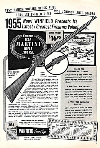 WINFIELD ARMS CORP *2X3 FRIDGE MAGNET* BSA MARTINI RIFLE .310 FIREARM ...