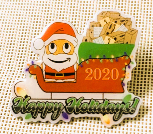 Happy Holidays Santa Claus Peccy & sleigh Amazon Peccy Pin | eBay