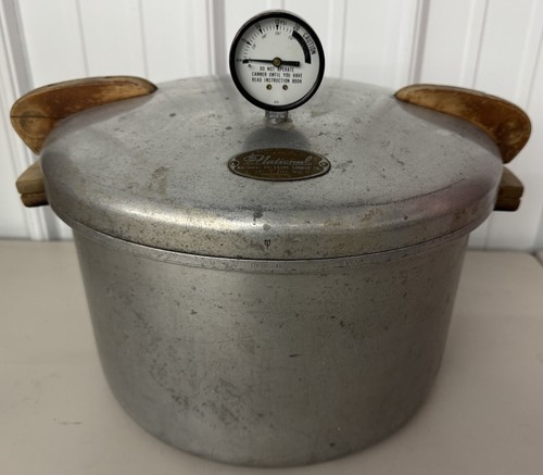 Vintage National Pressure Cooker Co. Canner w/ Gauge – Wood Handles 16 ...