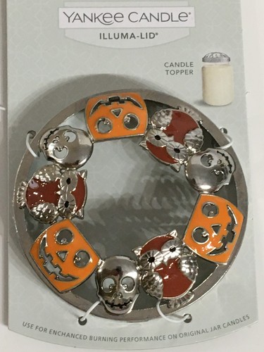 NEW YANKEE CANDLE HALLOWEEN SPOOKY SKULLS OWLS PUMPKINS ILLUMA LID FREE ...