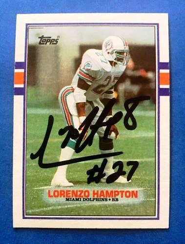LORENZO HAMPTON Miami Dolphins 1987 Topps AUTOGRAPH / SIGNED Football ...