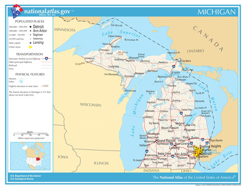 Michigan State Reference Laminated Wall Map | eBay