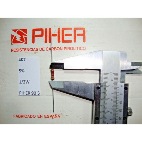 2 X VINTAGE PIHER RESISTOR. 1/2W 4K7 4.7K 5% *2 PC* NEW ORIGINAL 1990s ...
