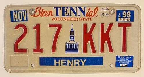 Tennessee 1998 HENRY COUNTY BICENTENNIAL License Plate # 217 KKT | eBay