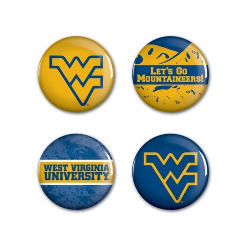 West Virginia Mountaineers Wincraft NCAA Button Pins 4 Pack 1-1/4 ...
