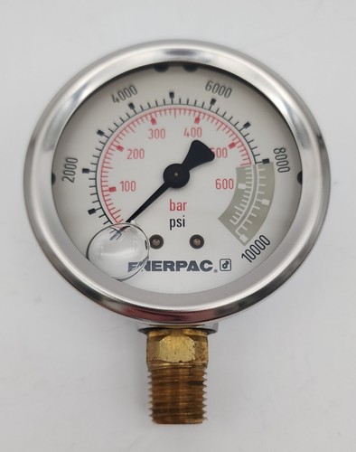 ENERPAC G2535L Pressure Gauge, 0 to 10000psi, 700 BAR,2 1/2" Dial 1/4 ...