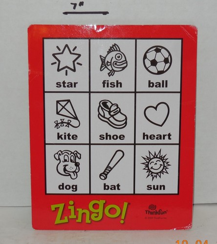 2009 ThinkFun Zingo! Bingo with a Zing Replacement 1 Zingo Card Piece ...