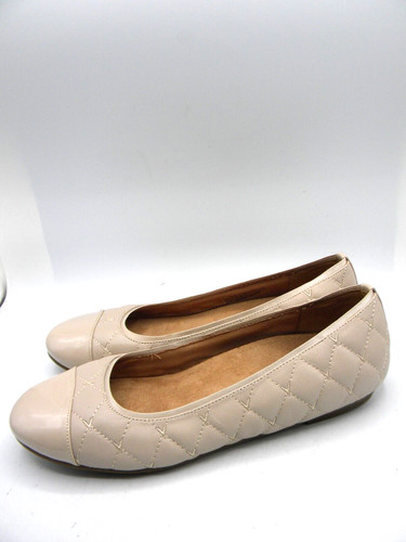 Vionic Desiree Beige Quilted Leather Ballet Flats Size 9.5 M