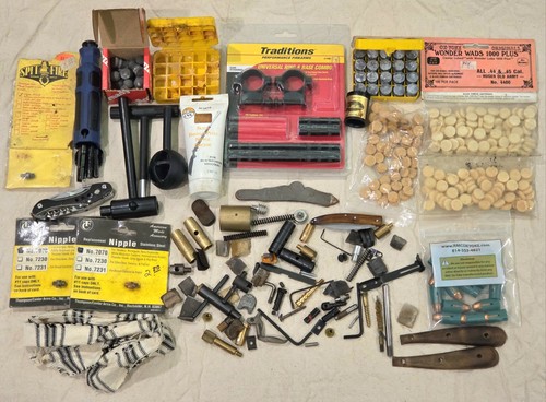 Muzzleloader Parts LOT Flints Tools Jags Balls Sights TC Flintlock ...