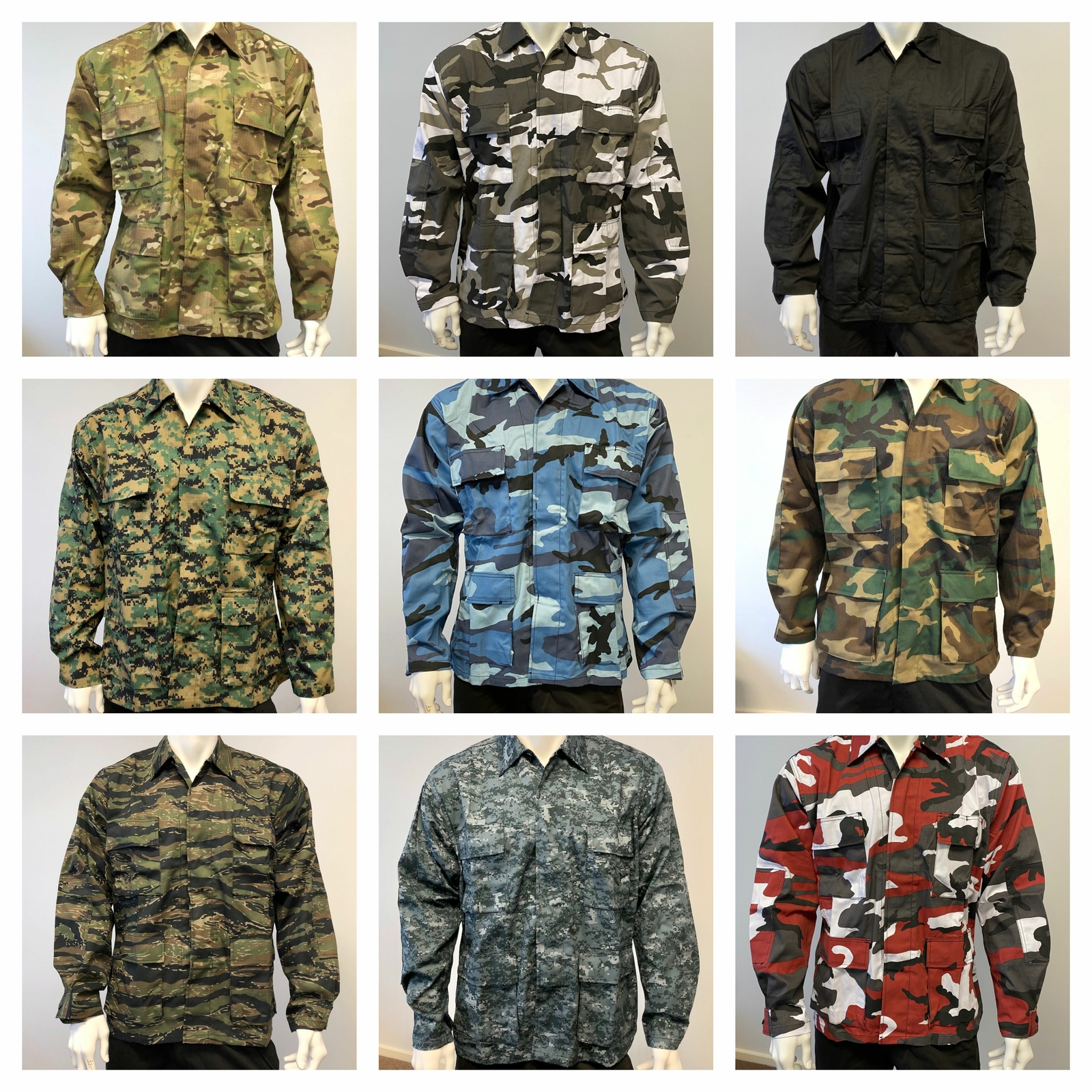 Mens Army Military Battle Dress Uniform BDU Camouflage Top Jacket Shirt ...