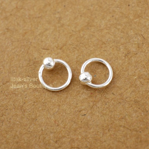 2 pairs, Sterling Silver Ball Tiny 6mm Hoop Helix Tragus Earrings A1038 ...