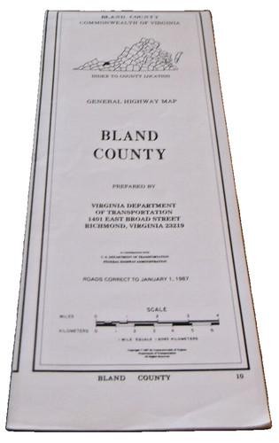 JANUARY 1989 BLAND COUNTY VIRGINIA GENERAL HIGHWAY MAP VDOT #10 | eBay