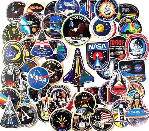NASA ..47 Stickers ..Apollo 11 + Columbia Space Shuttle Last Flight ...