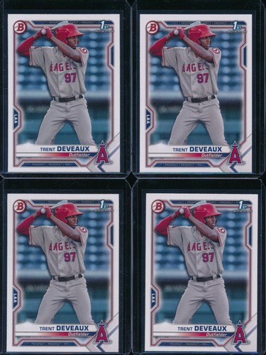 Lot of (4) TRENT DEVEAUX 1st 2021 Bowman Paper Prospects Angels Rookie ...
